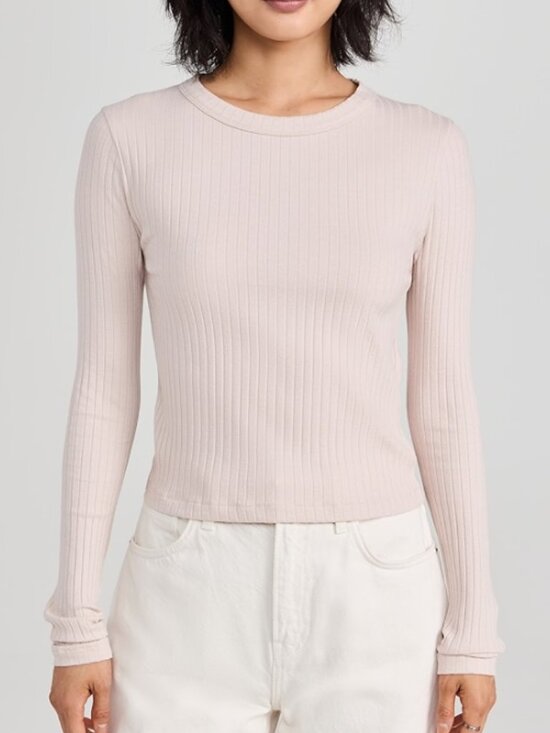 IRO | Tops | Iro Elips Ribbed Long Sleeve Tee Nude Xs | Poshmark